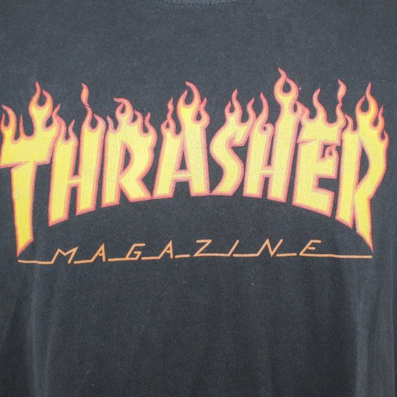 Thrasher | Shirts | Thrasher Magazine Spellout Flame Logo Ls Black ...